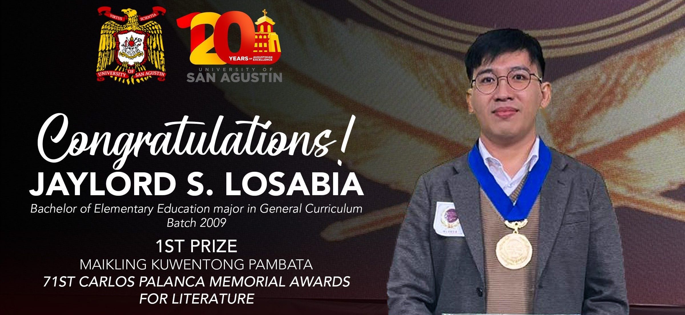 Celebrating Excellence: Jaylord Losabia's 1st Prize Maikling Kwent - UNIVERSITY OF SAN AGUSTIN ...